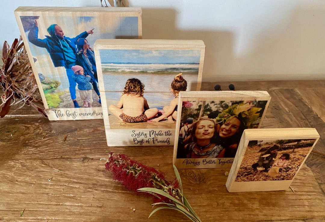 Wooden Photo Block With Custom Message, Personalised Photo Gift, Photo ...