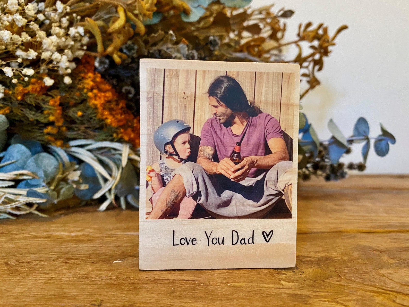 Wooden Photo Block With Custom Message, Personalised Photo Gift, Photo ...
