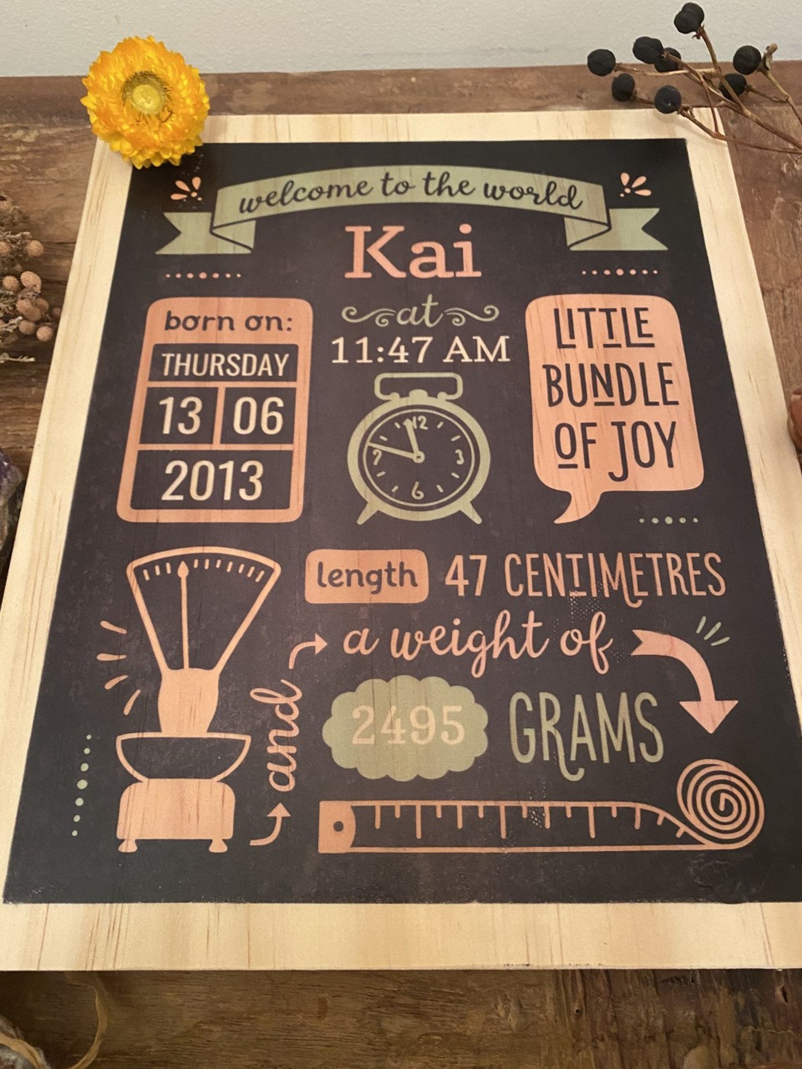 Custom Birth Stats Board Birth Announcement Wooden Baby | Etsy