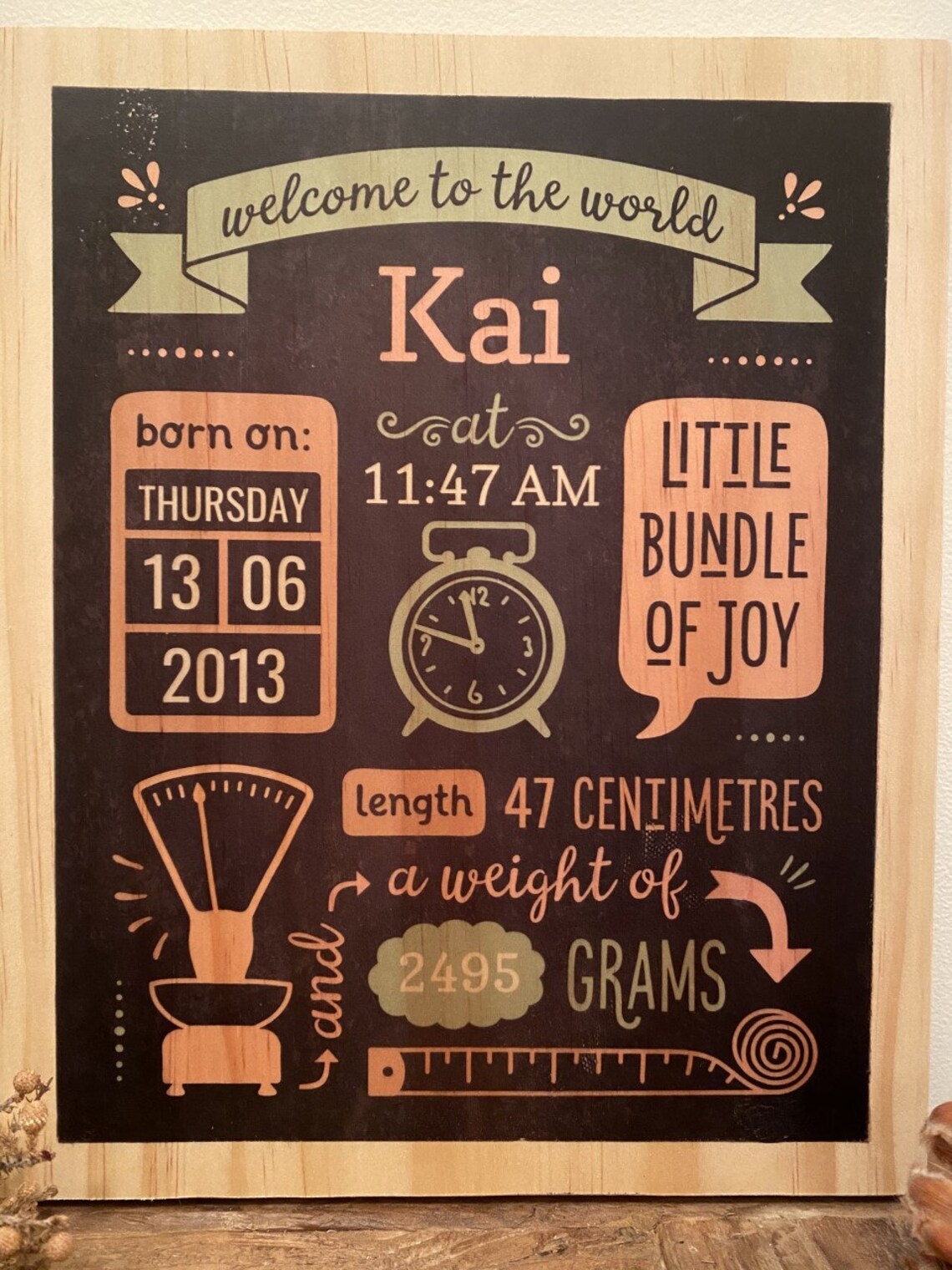 Custom Birth Stats Board Birth Announcement Wooden Baby - Etsy