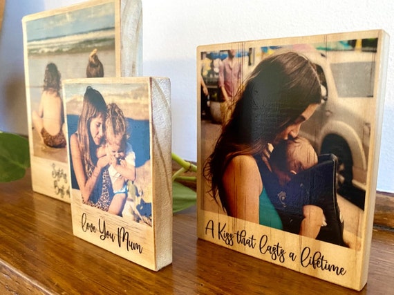 Wooden Photo Block With Custom Message Personalised Photo - Etsy