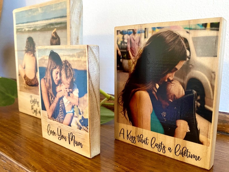Wooden Photo Block With Custom Message, Personalised Photo Gift, Photo ...