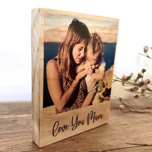 Wooden Photo Block With Custom Message, Personalised Photo Gift, Photo ...
