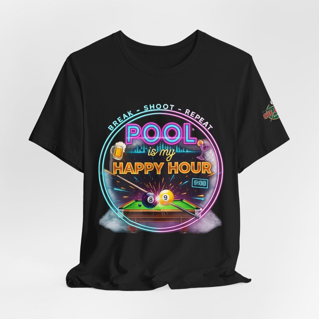 Pool Happy Hour T-shirt – Billiards Neon Bar Design Unisex Tee - Etsy