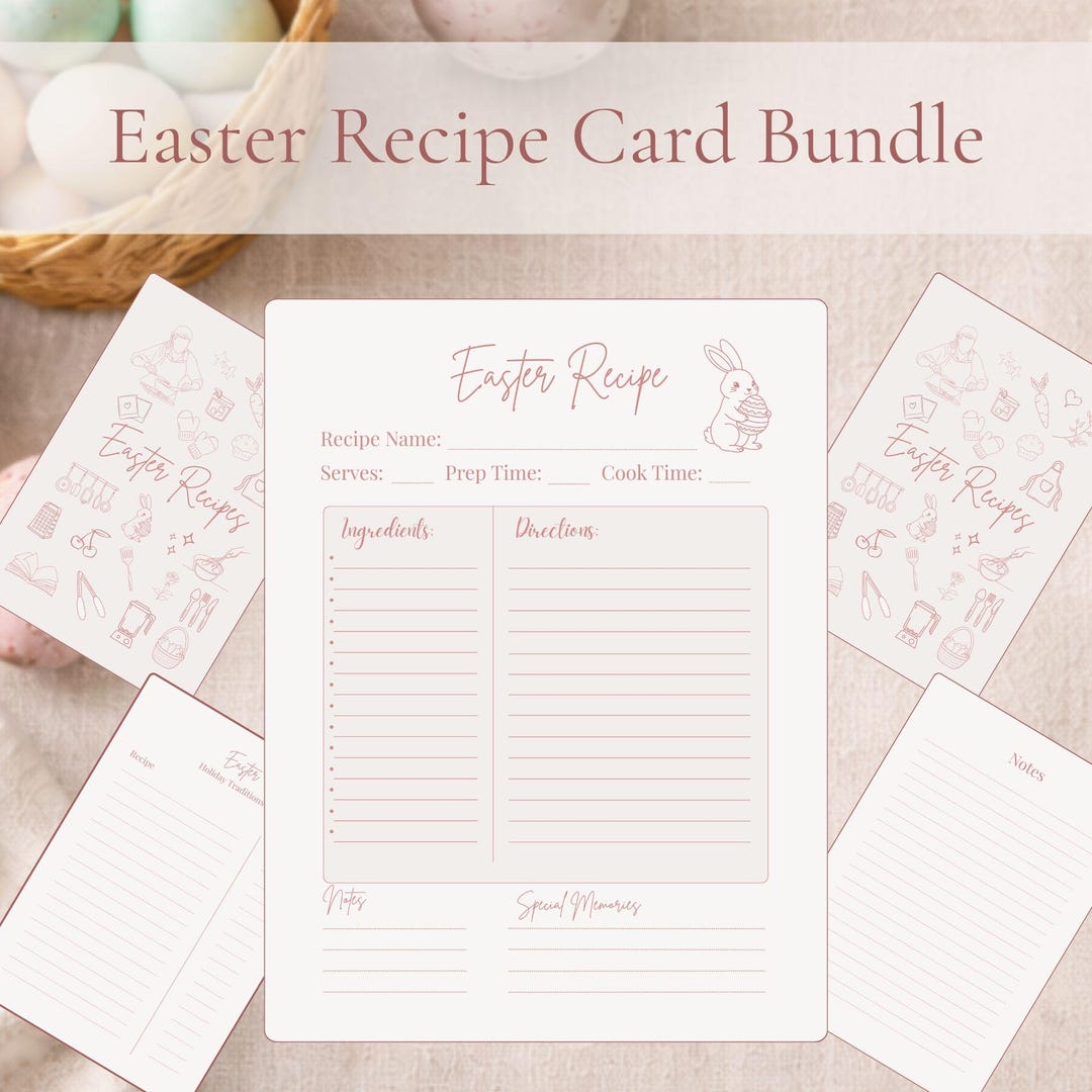 Ostern Rezept Karte Bundle Printable | Bearbeitbare Vorlage | Digitaler ...