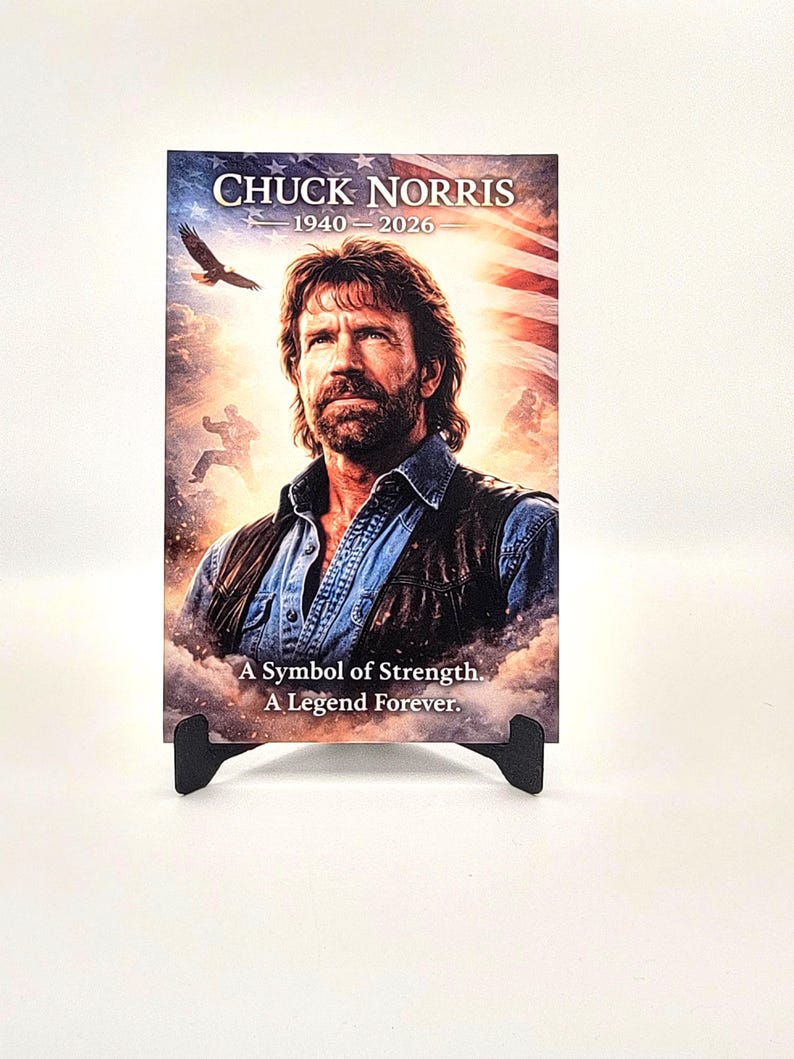 Chuck Norris 4" X 6" Memorial Art Print W/ Stand | Beautiful Tribute - Etsy