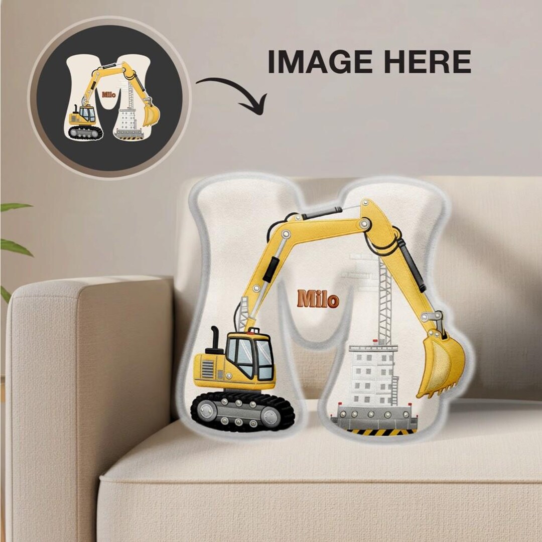 Excavator Shaped Custom Pillow Personalized Name Number S Plush Sports ...