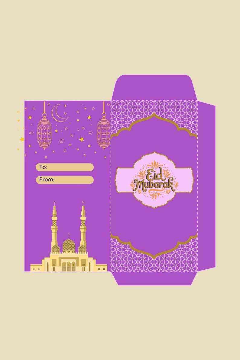 Printable Eid Eidi Envelopes | Minimal Gold Pink Design (instant ...