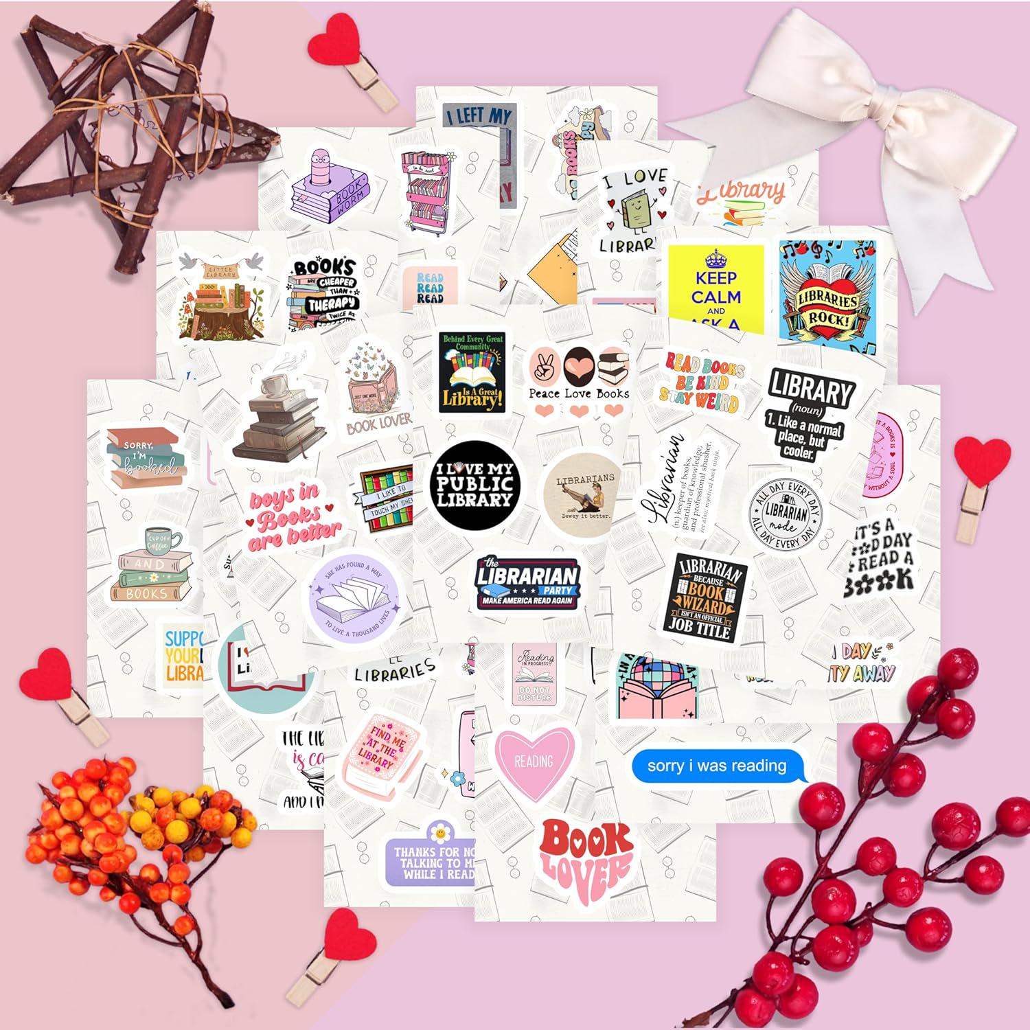 40 Pcs Library Stickers Sheets -waterproof Vinyl Stickers for Water ...