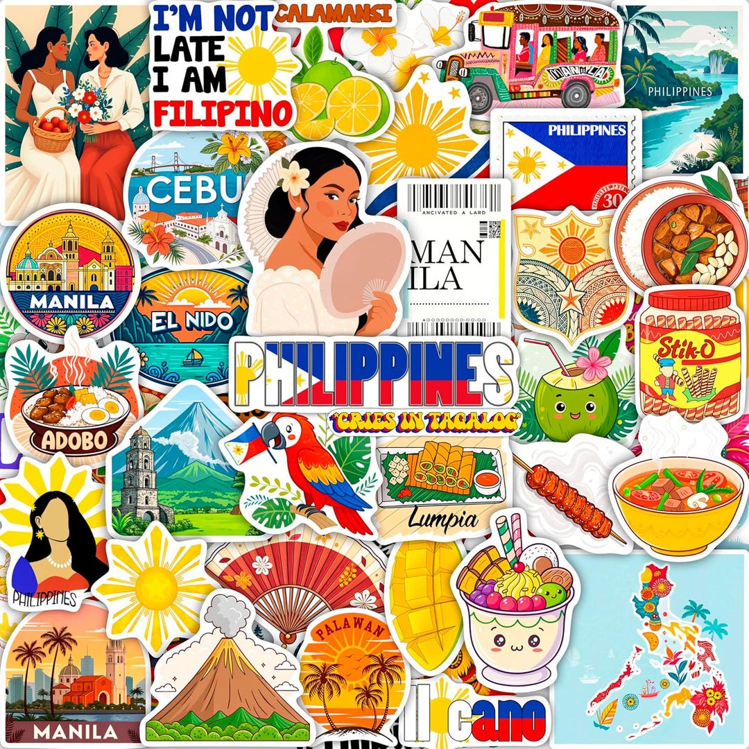 100pcs Philippines Stickers-waterproof Vinyl Stickers for Water Bottles ...