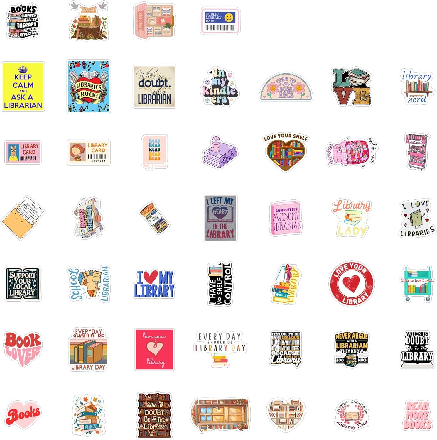40 Pcs Library Stickers Sheets -waterproof Vinyl Stickers for Water ...