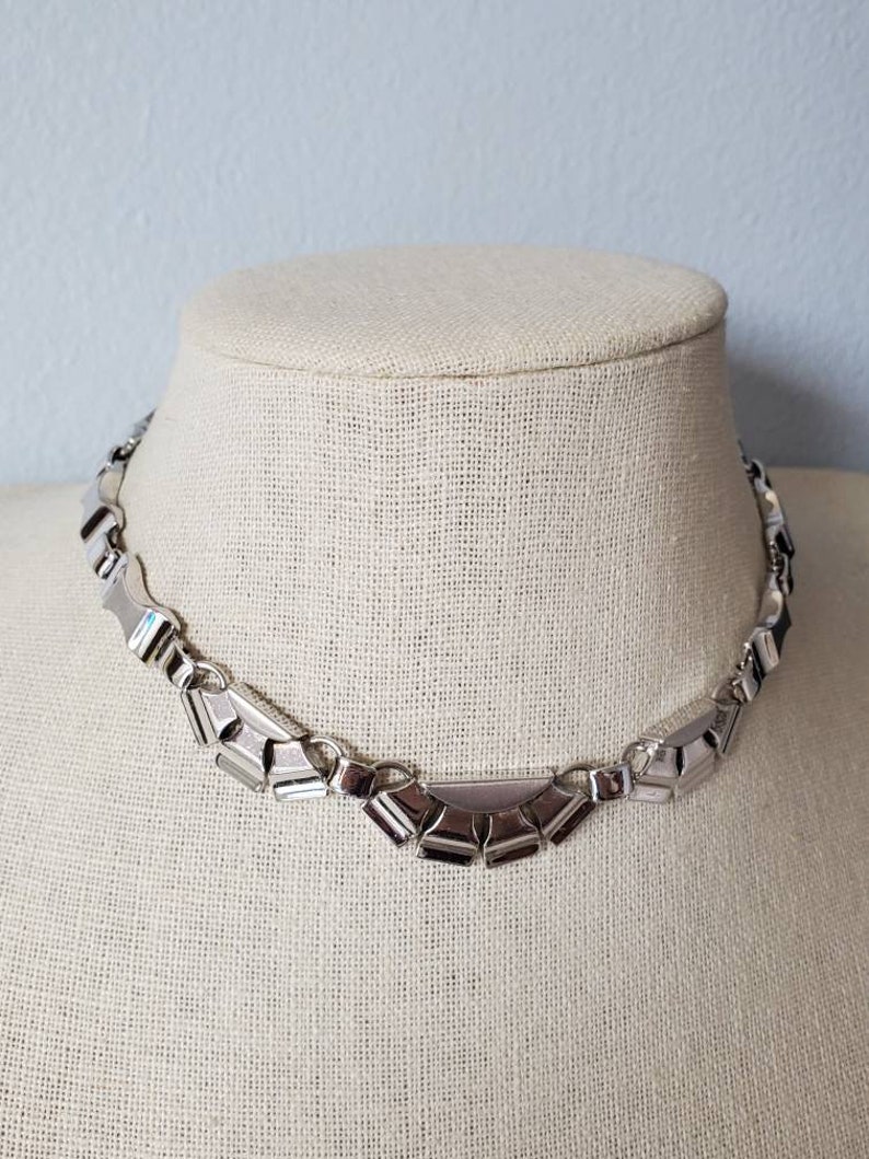 Jeray Rhodium Plated Geometric Choker Necklace, 14 Inches - Etsy