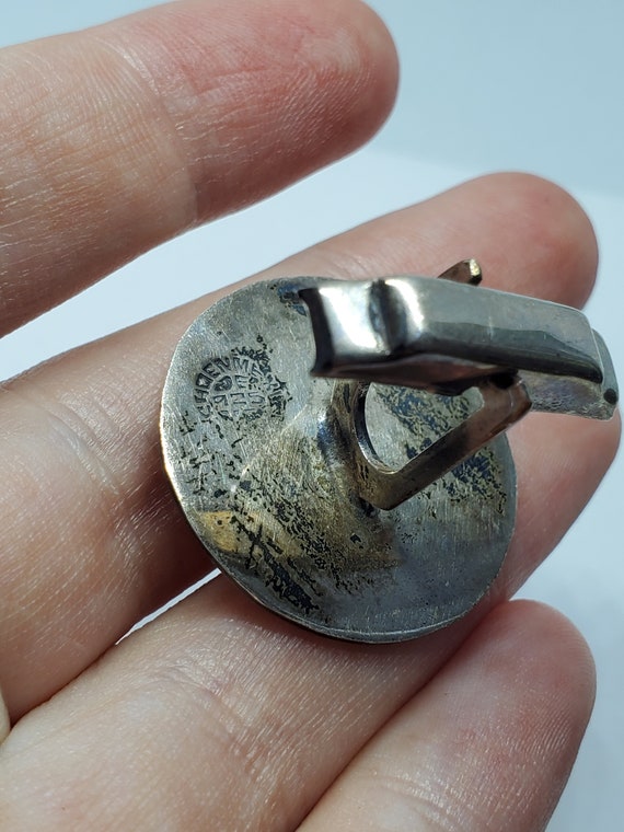 Mexican Sterling Silver Etched Black Border Round Cuf… - Gem