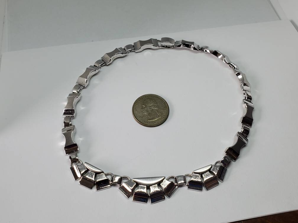 Jeray Rhodium Plated Geometric Choker Necklace, 14 Inches - Etsy