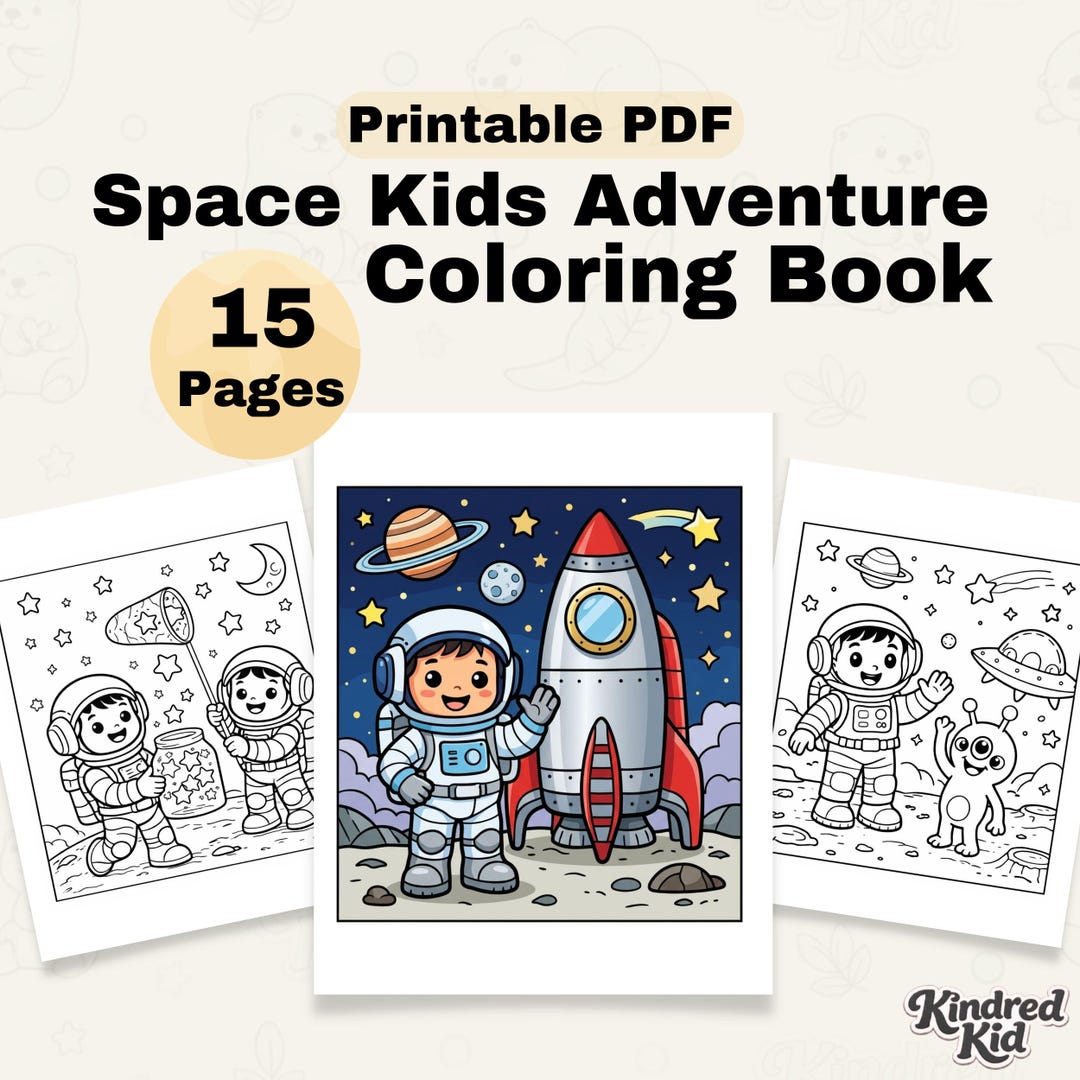 Printable Space Kids Adventure Coloring Book, 15 Galaxy Astronaut ...