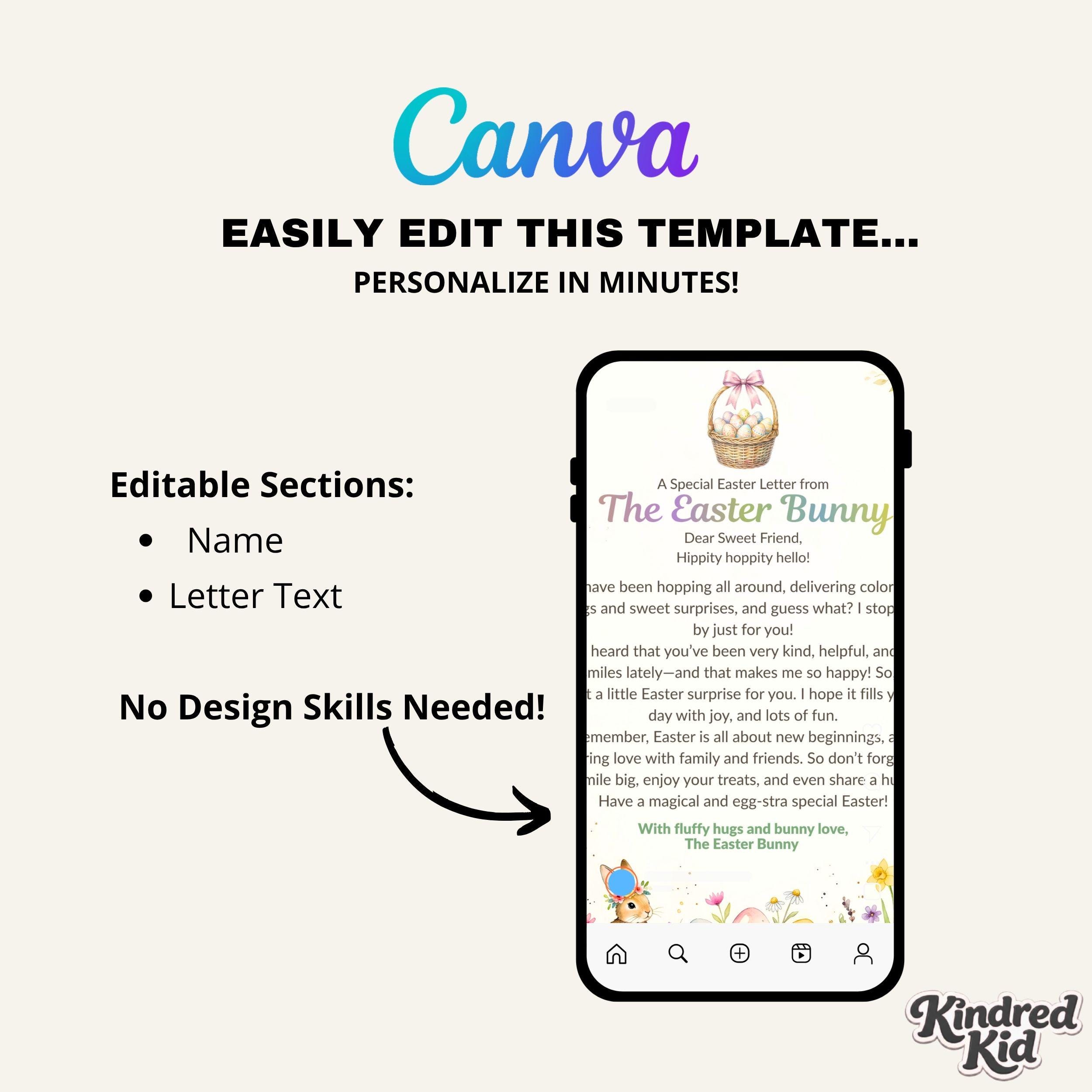 Personalized Easter Bunny Letter Canva Template | Printable Letter From ...