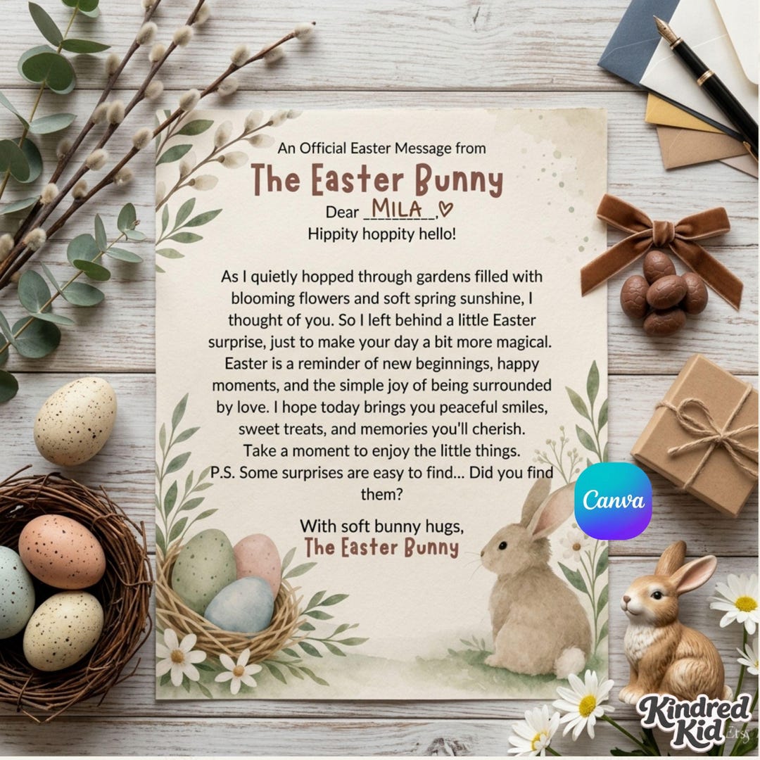 Editable Easter Bunny Letter Canva Template, Official Letter From ...