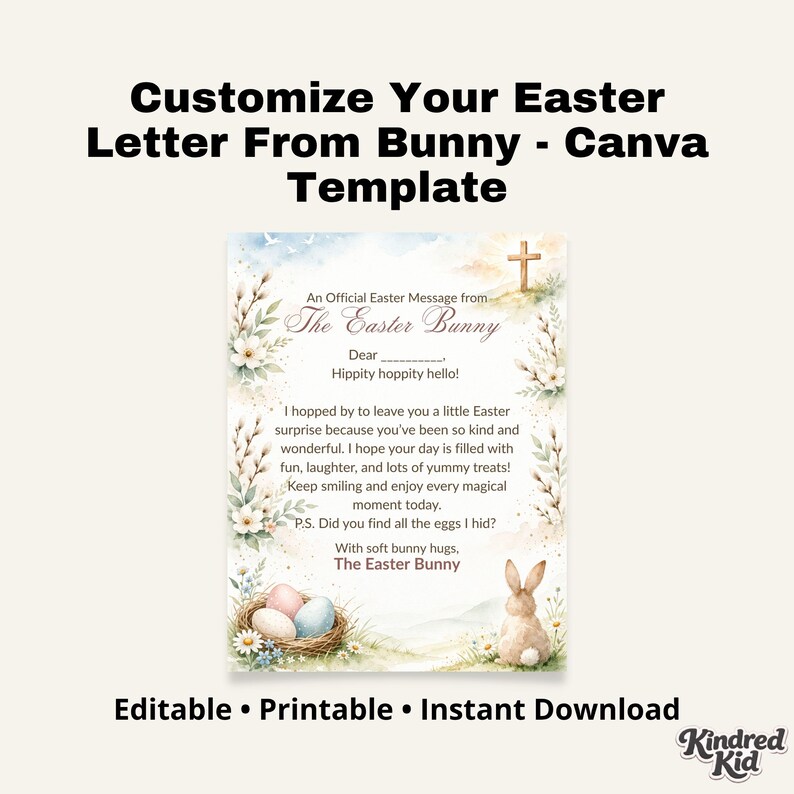Editable Letter From the Easter Bunny Canva Template, Custom Kids ...