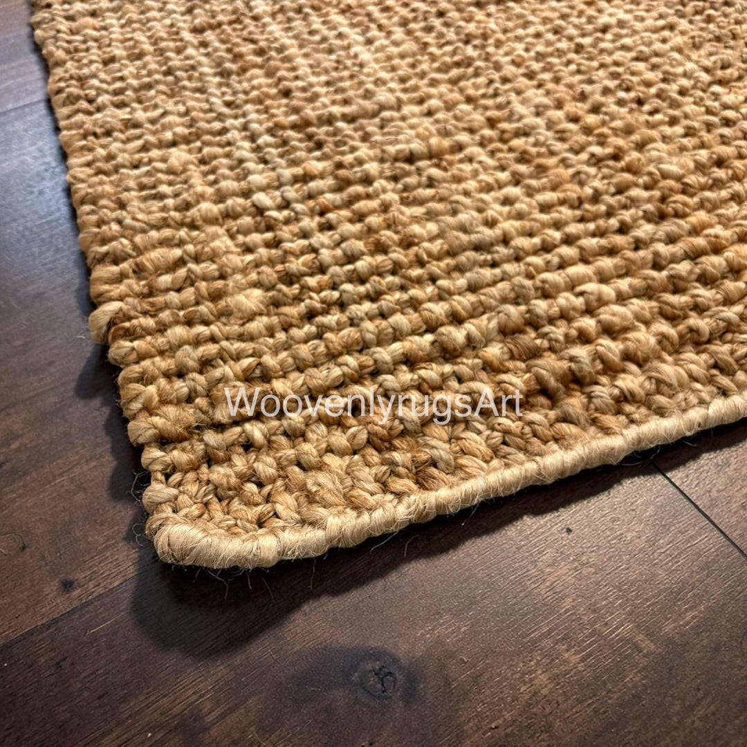Handwoven Jute Rug | Natural Boho Farmhouse Floor Mat - Etsy