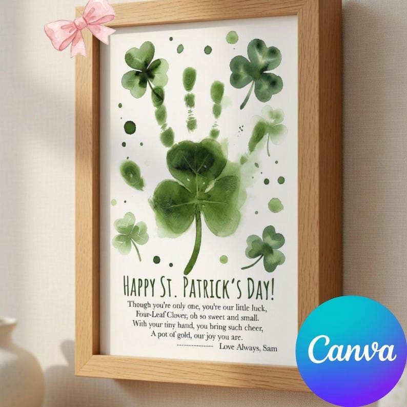 St Patrick's Day Handprint Shamrock Keepsake Art (digital Download) - Etsy