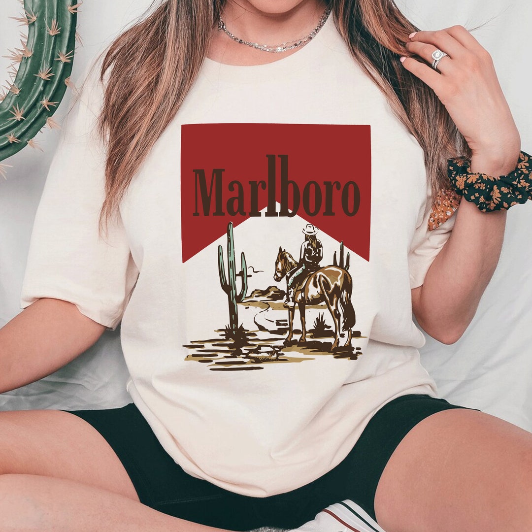 Vintage Marlboro Cowboy Wild West Premium T-shirt,marlboro Cigarettes ...