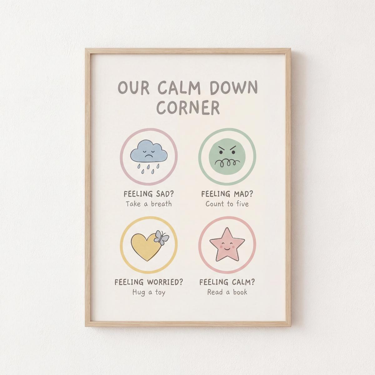 Calm Down Corner Poster for Kids Printable, Emotional Regulation Chart ...