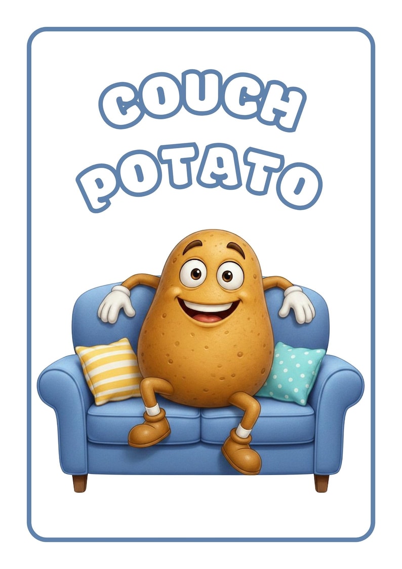 Couch Potato Cartoon Print – Funny Lazy Sofa Art (digital Download) - Etsy
