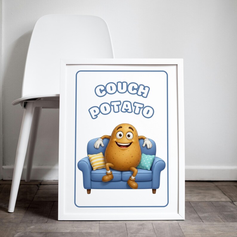 Couch Potato Cartoon Print – Funny Lazy Sofa Art (digital Download) - Etsy
