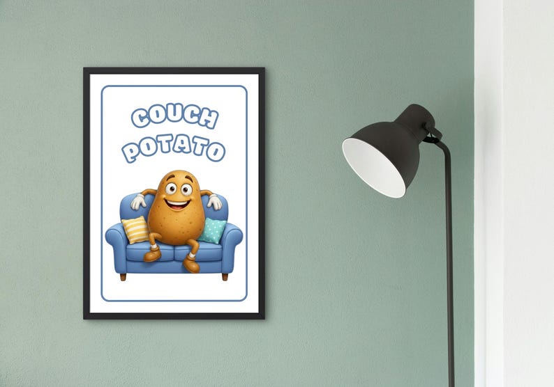 Couch Potato Cartoon Print – Funny Lazy Sofa Art (digital Download) - Etsy