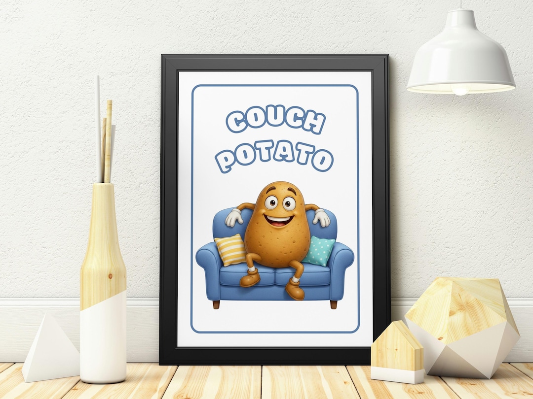 Couch Potato Cartoon Print – Funny Lazy Sofa Art (digital Download) - Etsy