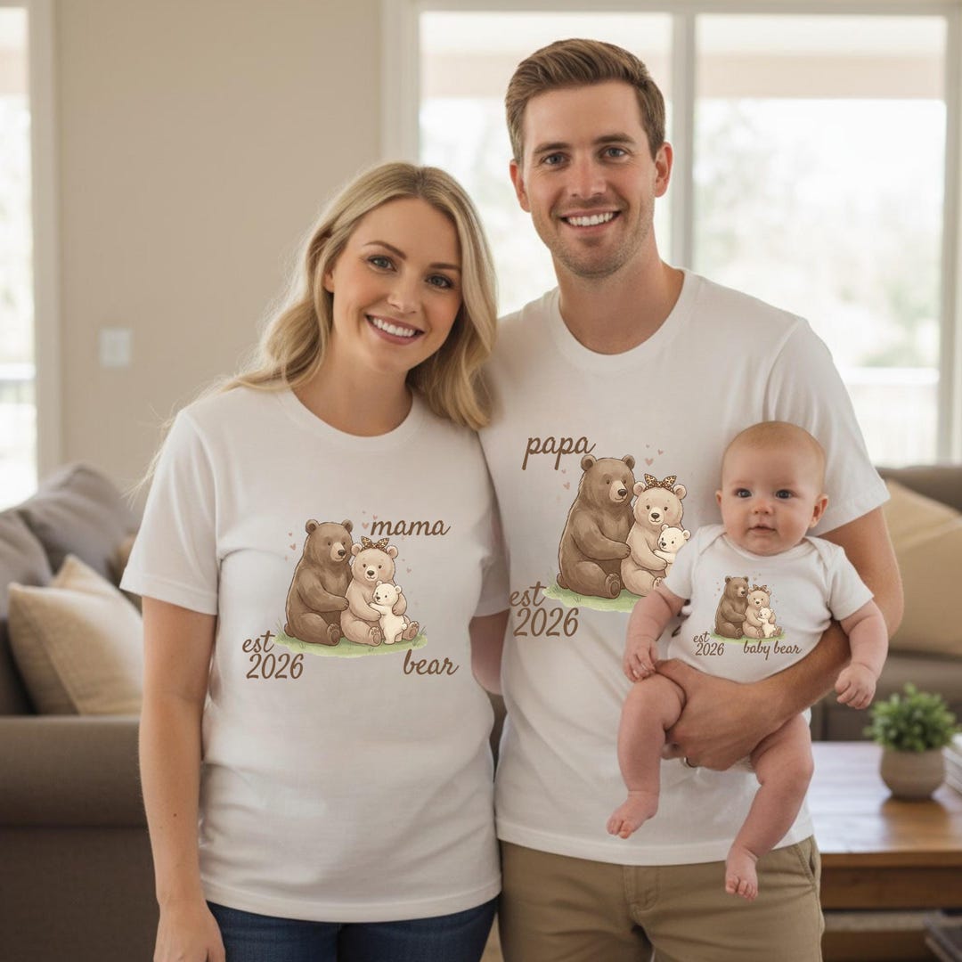 Comfort Colors Custom Bear Family Matcing Shirt, Personalized Mama Papa ...