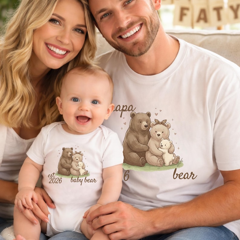 Comfort Colors Custom Bear Family Matcing Shirt, Personalized Mama Papa ...
