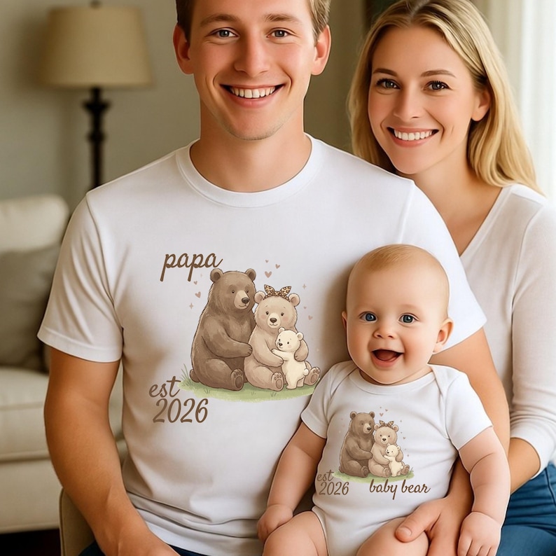 Comfort Colors Custom Bear Family Matcing Shirt, Personalized Mama Papa ...