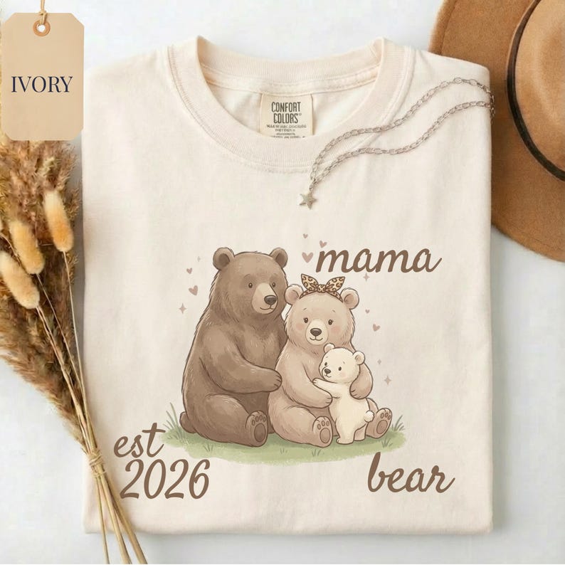 Comfort Colors Custom Bear Family Matcing Shirt, Personalized Mama Papa ...