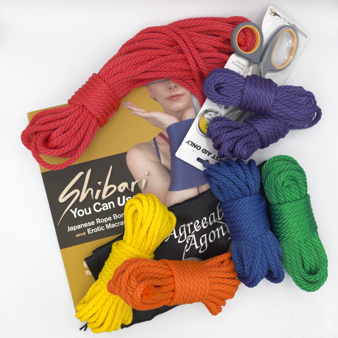 Awesome Rainbow Rope Bondage Beginners Mfp Kit - Rope, Book, Shears and ...