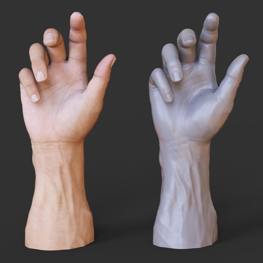 Hand Gesture STL File | Relaxed Hand Pose | CNC & 3D Print Digital File ...