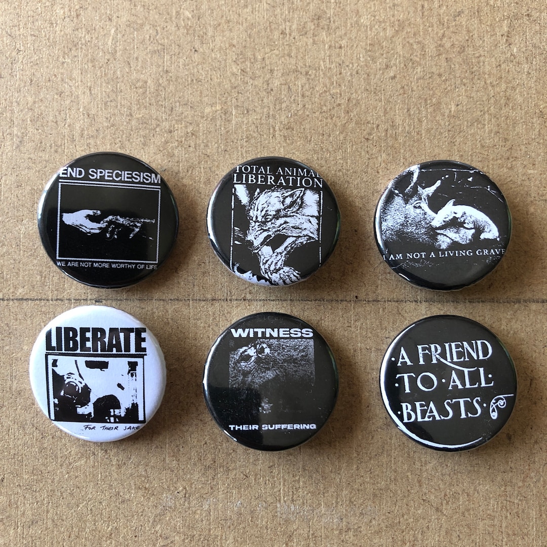 Animal Rights Badge Pin Button Set Vegan - Etsy