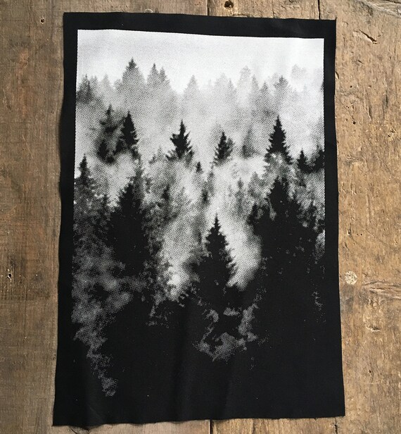 Pine Forest Tree Back Patch Half Tone Print - Etsy