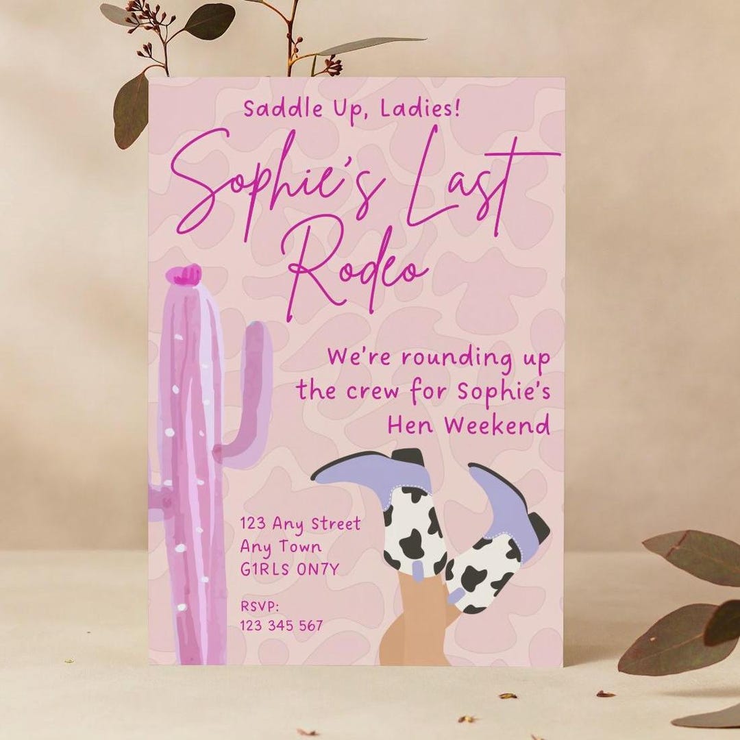 Western Last Rodeo Hen Party Invitation Hen Night Rodeo - Digital ...