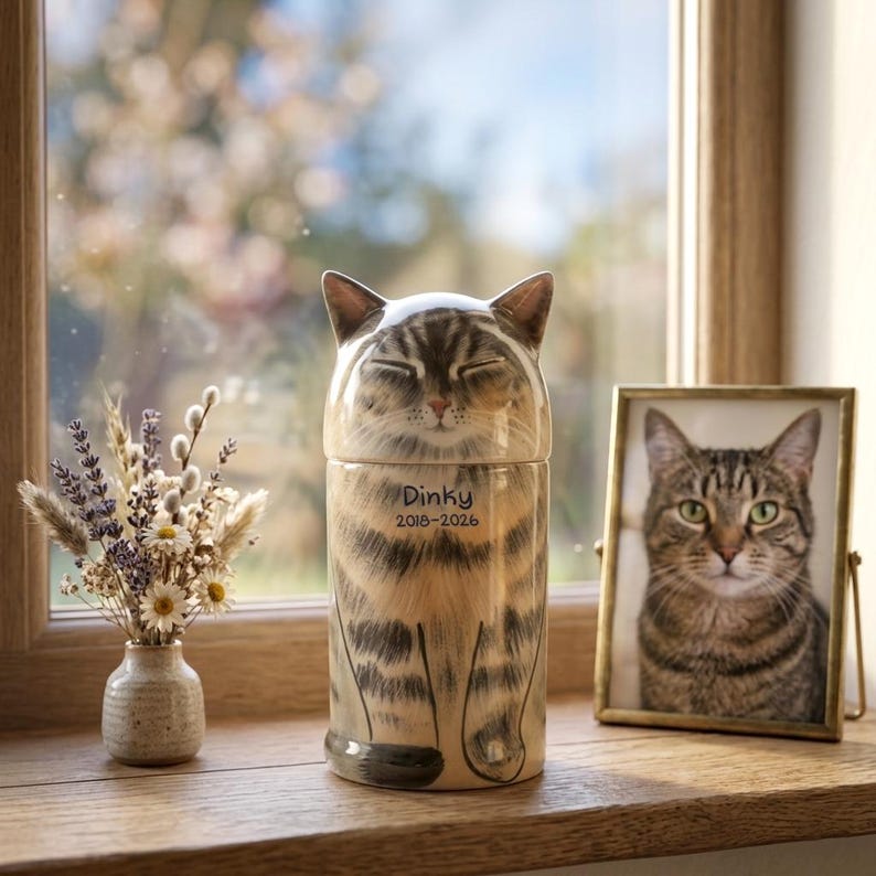 Custom Cat Portrait Urn,personalized Cat Urn, Cat Memorial Urns, Specal ...