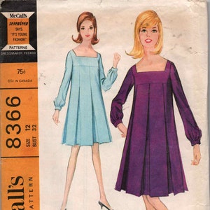 Vintage 60s Mccalls #8366 Miss Junior Retro Dress Sewing Pattern Size ...