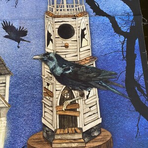 Raven Moon Spooky Halloween Fabric Panel 24" X 44" by Lynnea Washburn ...