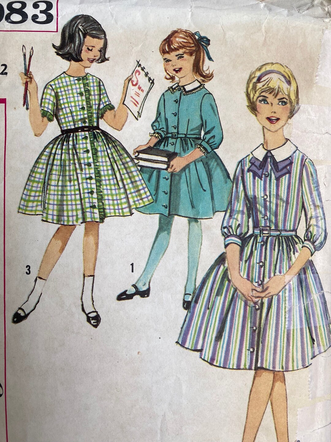 Vintage Girls 50s Dress Sewing Pattern Simplicity 4083 Size 12 - Etsy