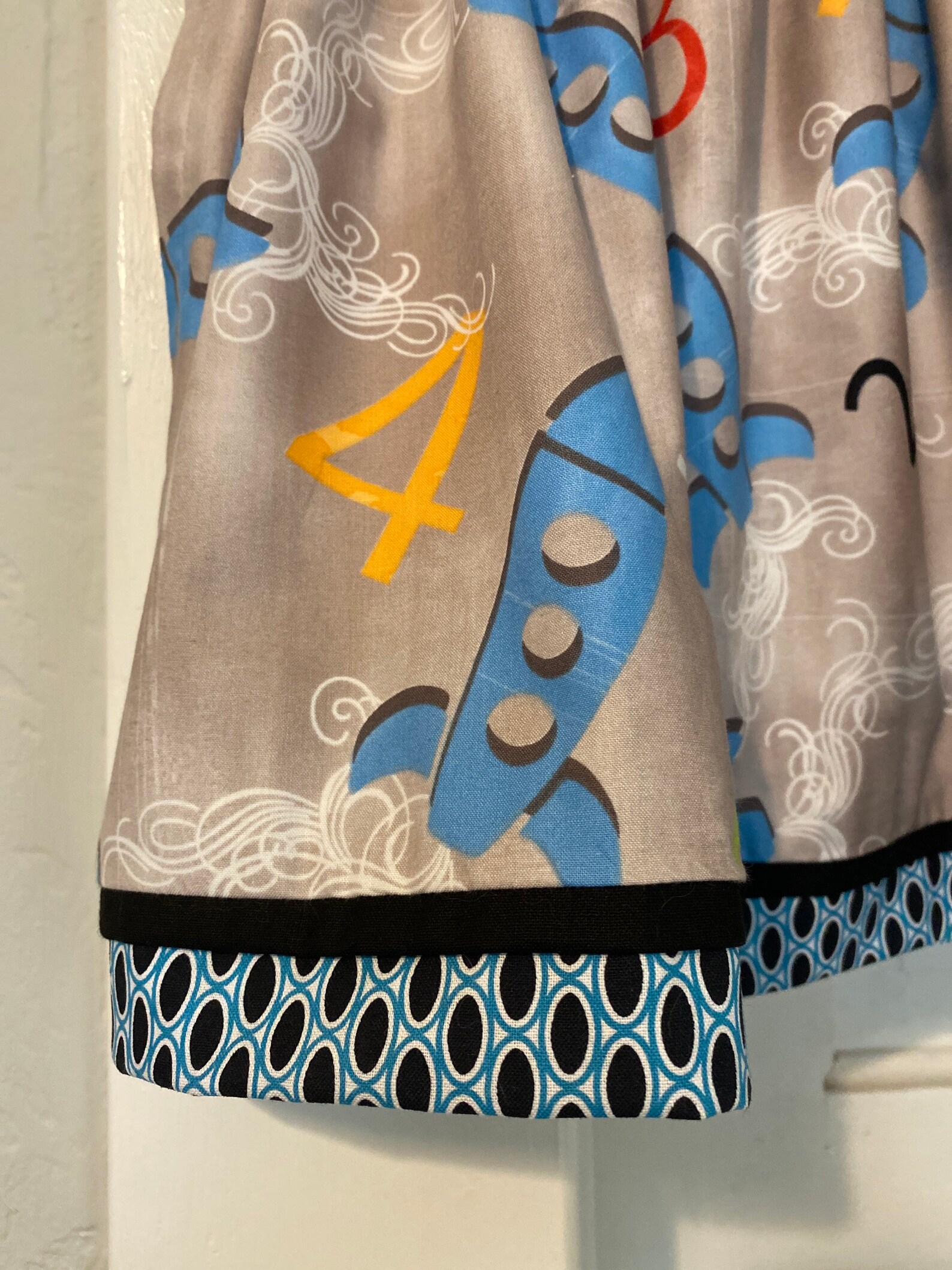 Custom 42 X 15 Lined 2 Panels Rockets Gray Blue Mid Century - Etsy