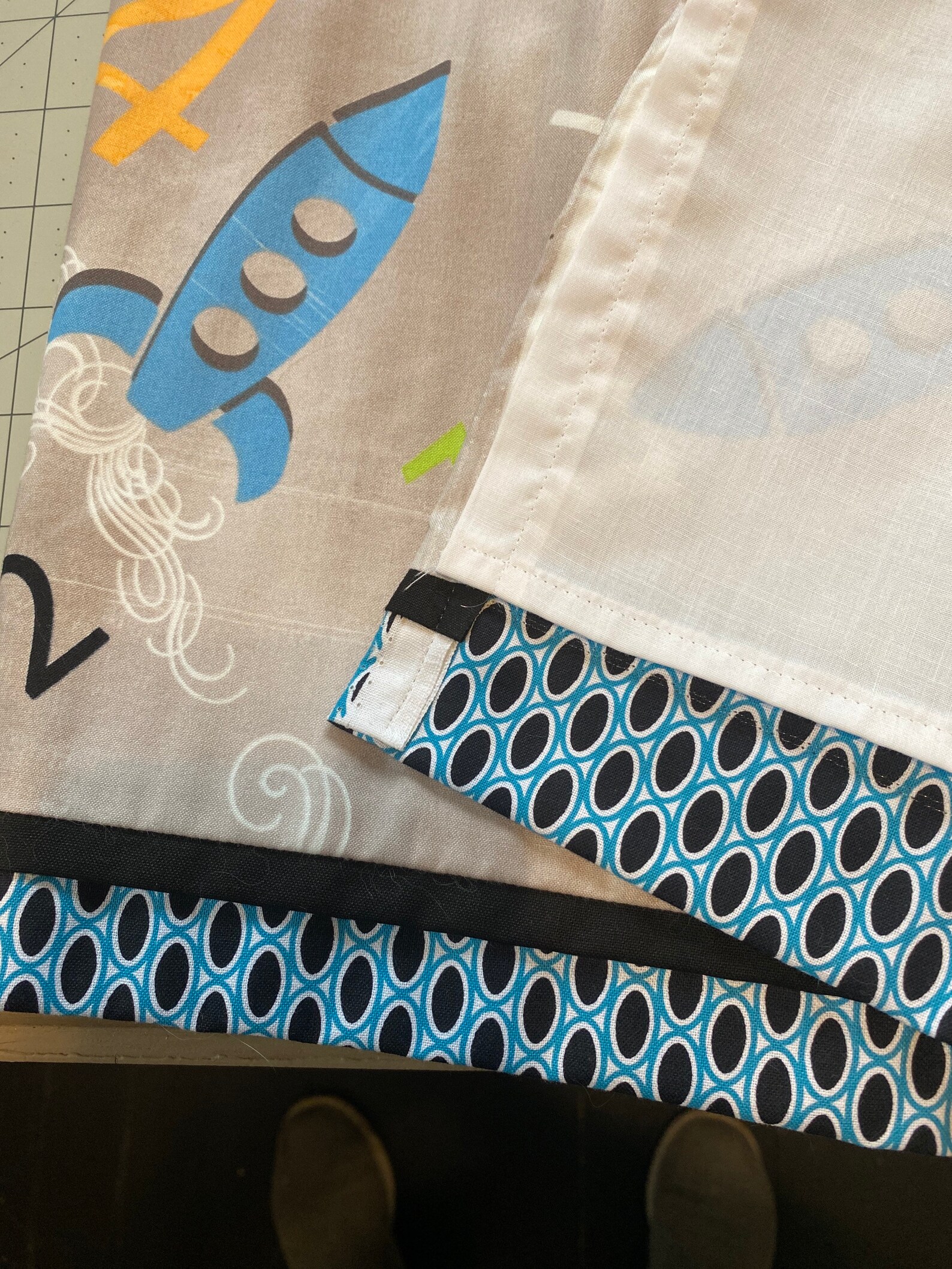 Custom 42 X 15 Lined 2 Panels Rockets Gray Blue Mid Century - Etsy