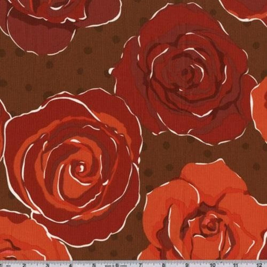 Olive Rose Large Red Roses Fabric by Valorie Wells 1 Yard X 54" Wide ...