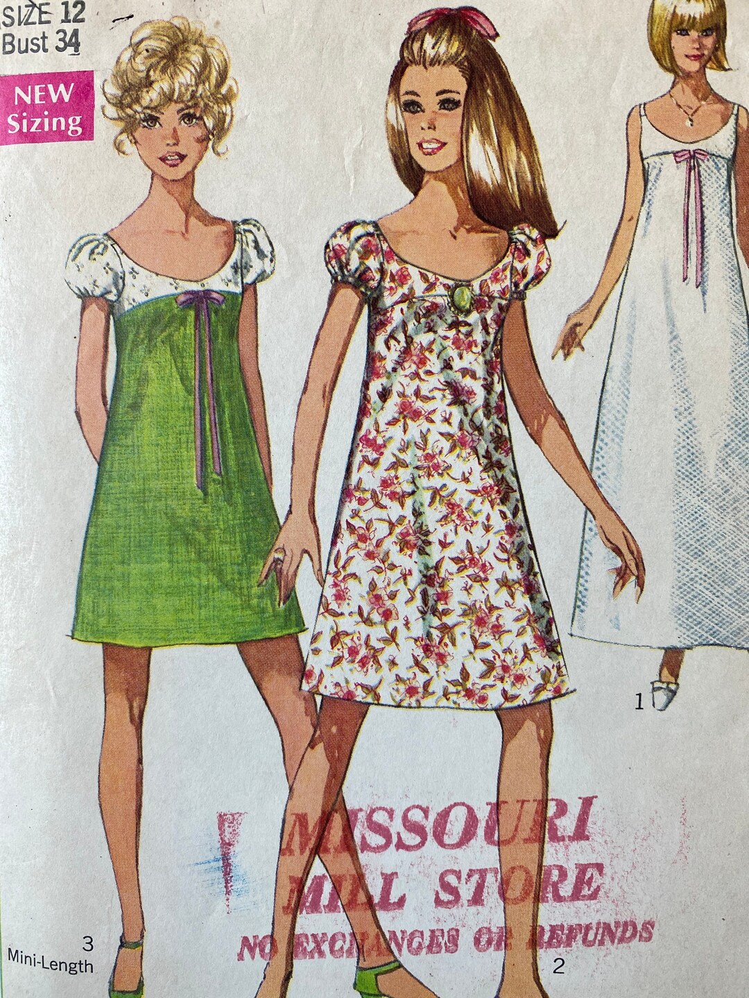 Vintage Simplicity Long or Short Retro Dress Sewing Pattern 7640 Size ...