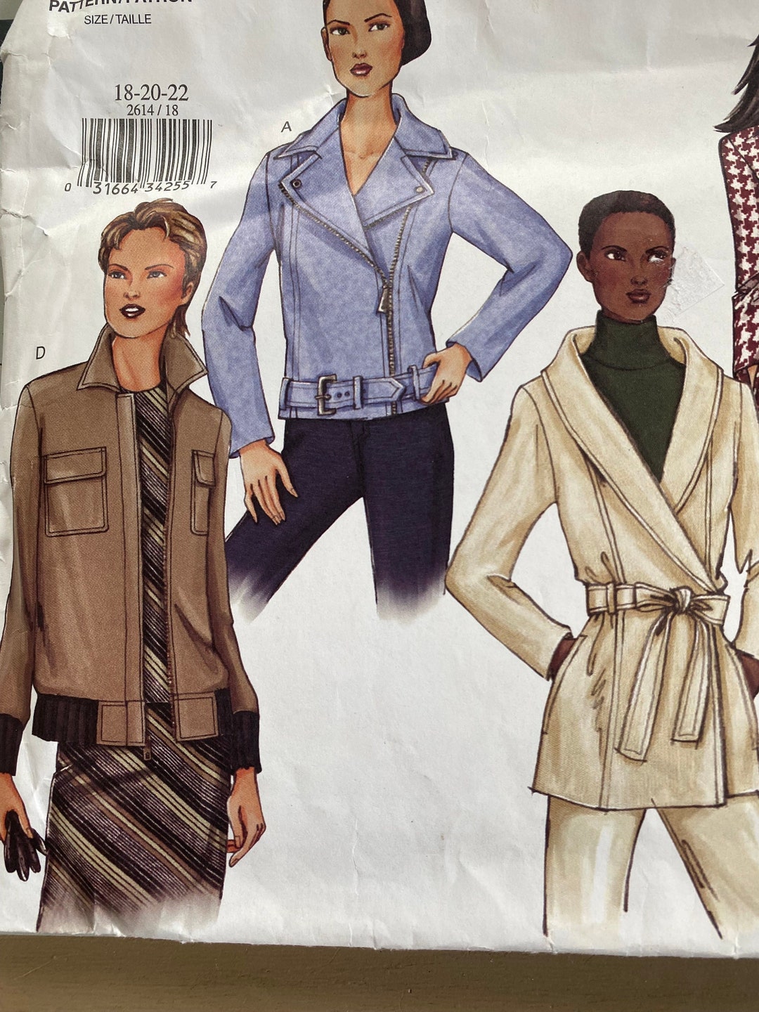 Uncut Vogue #2614 Jacket Sewing Pattern Plus Size 18 - 22, Bust 40” to ...