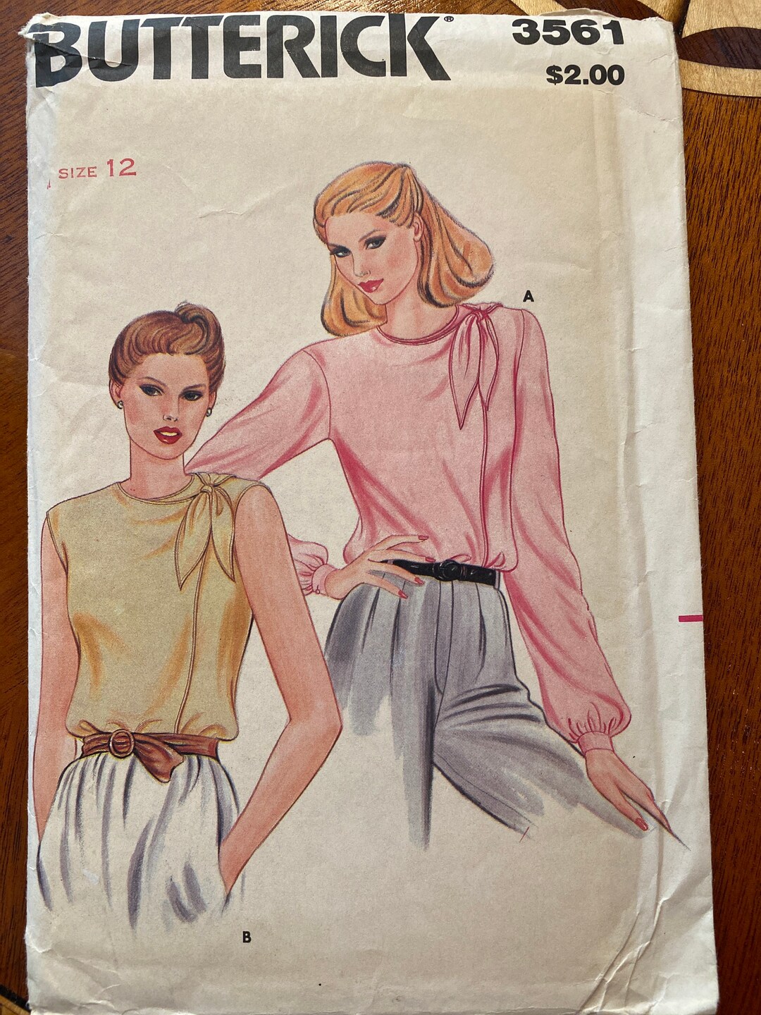 Uncut - Vintage Butterick Blouses Tops Sewing Pattern #3561 Size 12 ...