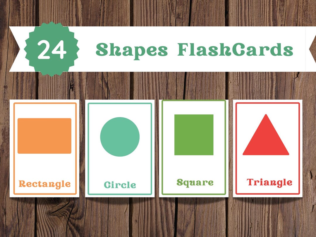 24 Shapes Flashcards for Toddlers, Learning Shapes Printable, Geometry ...
